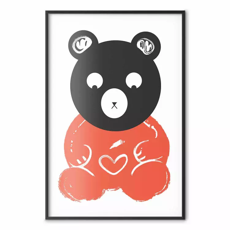 Poster murale Orsetto pensieroso - animale arancione su bianco - Poster ...