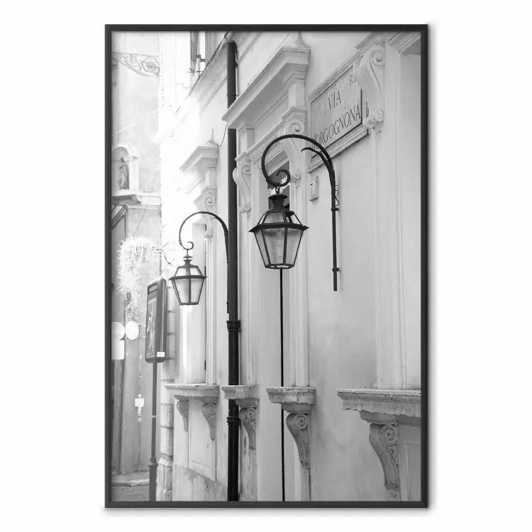 Poster Lampioni strada - architettura strada con lampade parete ...