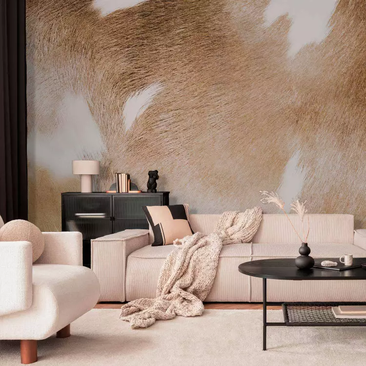 Carta da parati moderna Macchie di mucca - sfondo chiaro di pelo ...