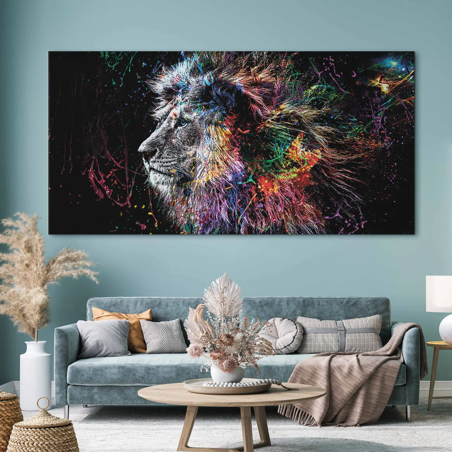 Grandi quadro per salotto Leone pazzo II - silhouette animale con ...