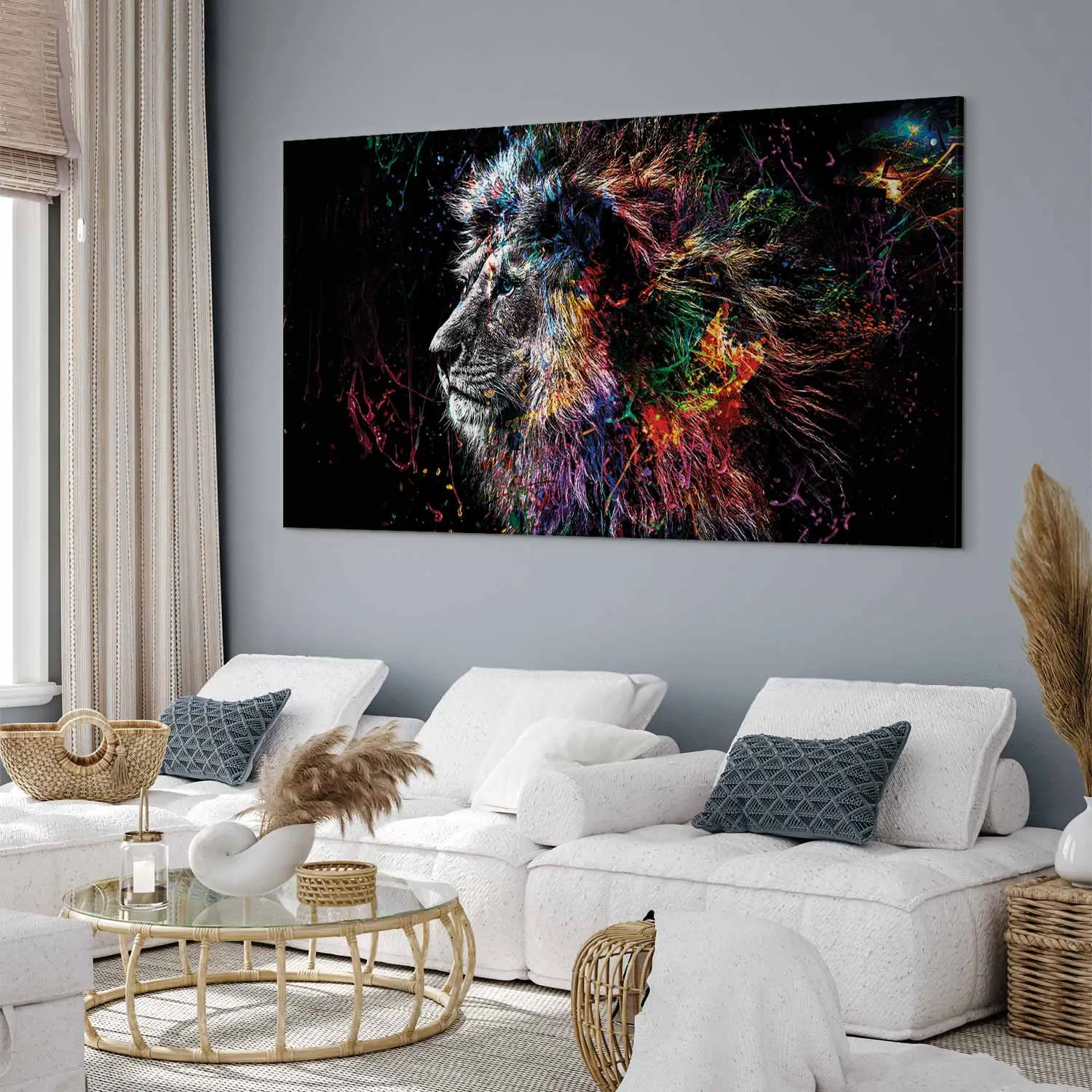 Grandi quadro per salotto Leone pazzo II - silhouette animale con ...