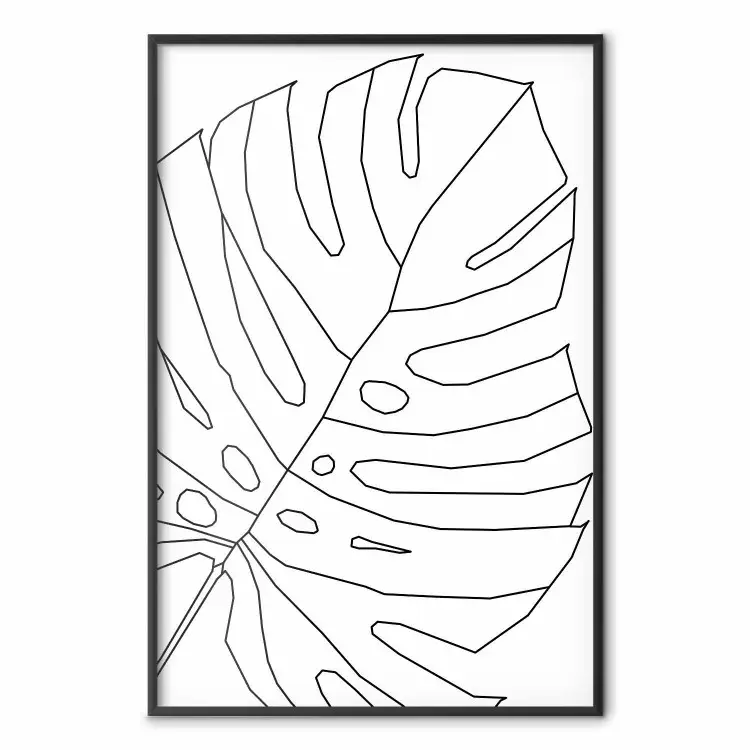 Poster murale Disegno di Monstera - line art foglia Monstera su sfondo ...