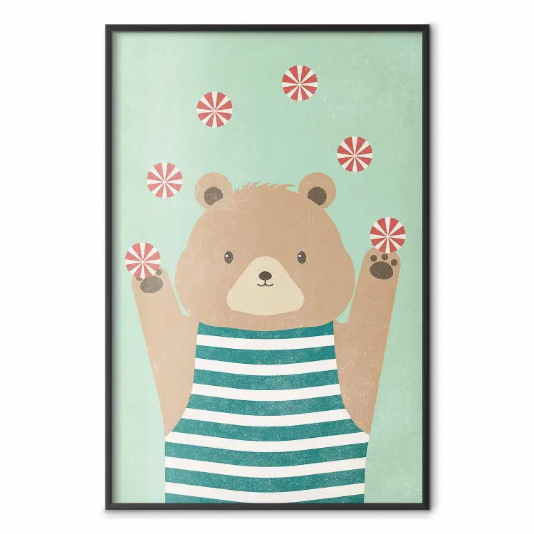 Poster per pareti Orso giocoliere - animale divertente con palline ...