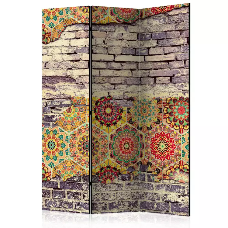 Il paravento design Equazione Colorata - texture mattoni con mandale ...