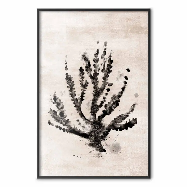Poster Pianta marina - composizione nera di piante su sfondo texture ...