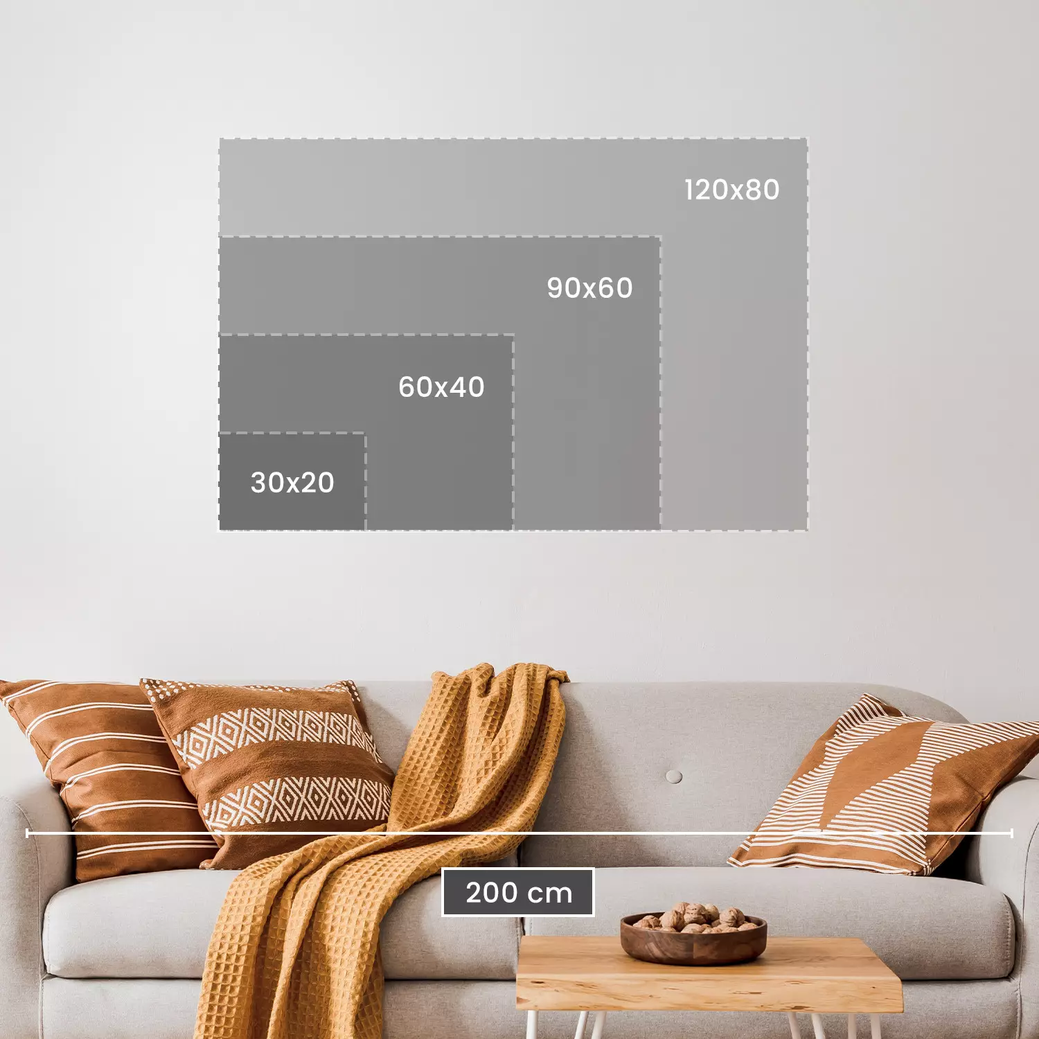 Quadro Sentiero - astrazione nello stile scandi boho raffigurante una ...