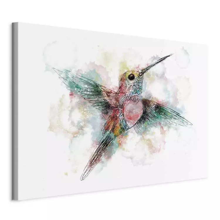 Quadro su tela Colibrì colorato largo - uccello multicolore per bambini ...