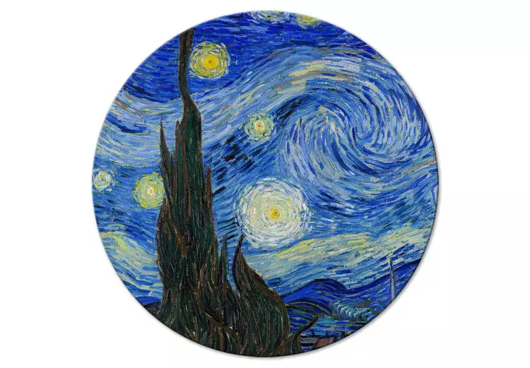 Quadro rotondo Notte stellata, Vincent van Gogh - cielo scuro su una ...