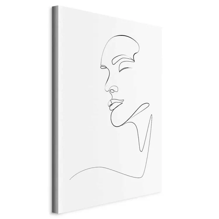 Quadro su tela Arte lineare - volto donna linea - Bianco e nero - bimago