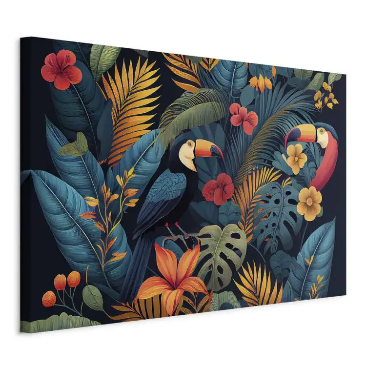 Quadro Uccelli esotici - tucani tra la vegetazione colorata della ...