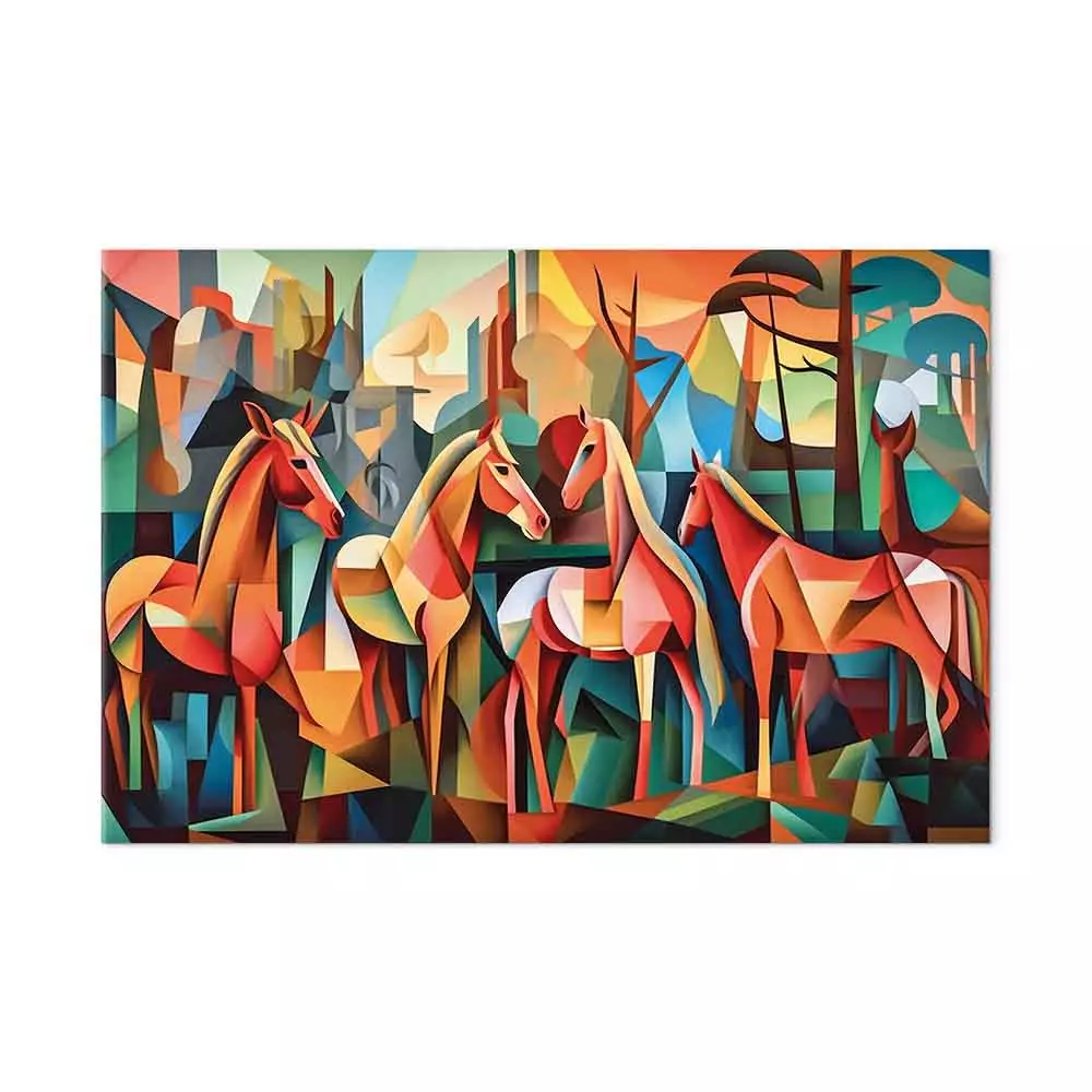 Quadro Cubist Horses - A Geometric Composition Inspired by Picasso’s ...