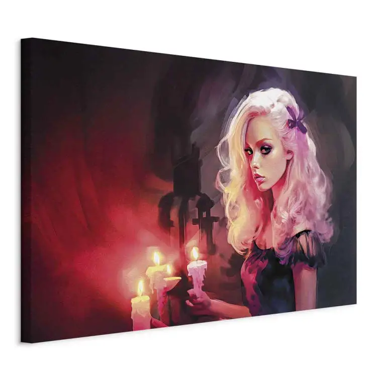 Quadro Su Tela Ragazza Candela Adepta Magia Nera Donne Bimago