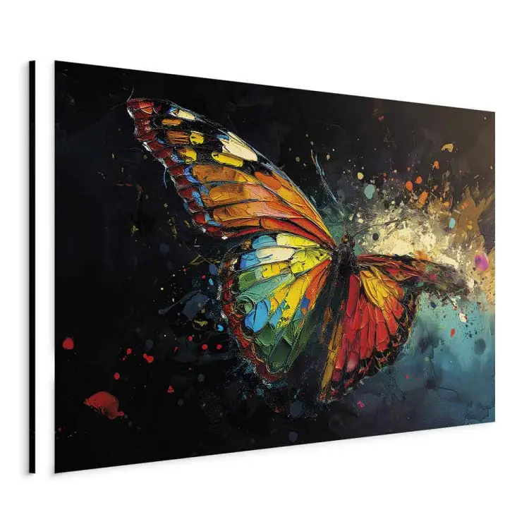Quadro su tela Farfalla colorata - composizione con insetto con texture ...