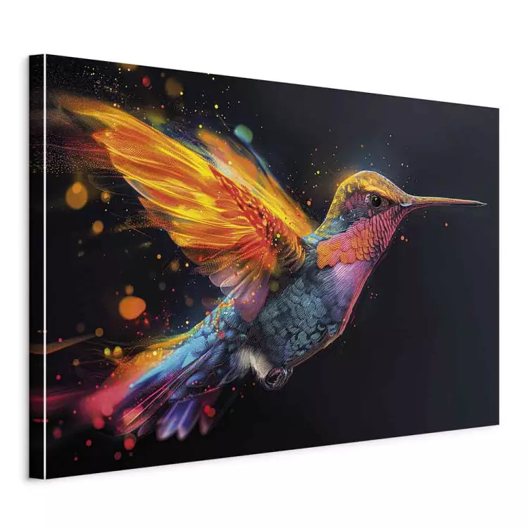 Quadro Uccello colorato - composizione con colibrì in volo su sfondo ...