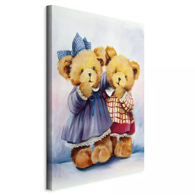 Quadro Hänsel e Gretel - due dolci orsetti con vestiti colorati su ...