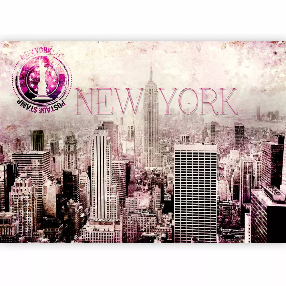 Carta da parati design New York rosa - architettura con grattacieli con ...