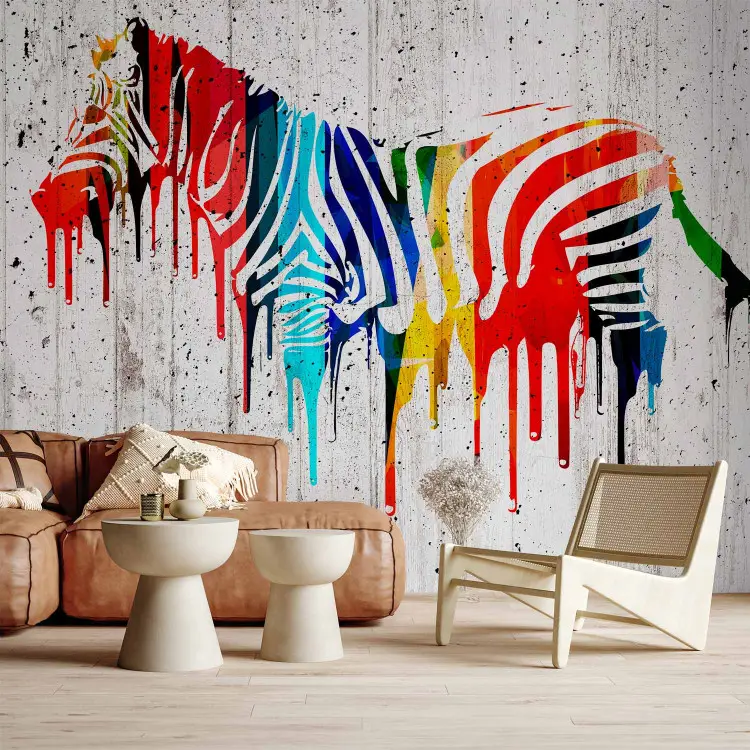 Carta da parati decorativa Safari urbano - zebra colorata street art su ...