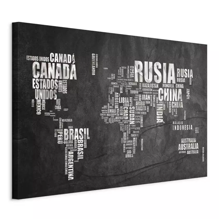 Quadro su tela Mappa del mondo: Mundo Negro - Mappe del mondo - bimago