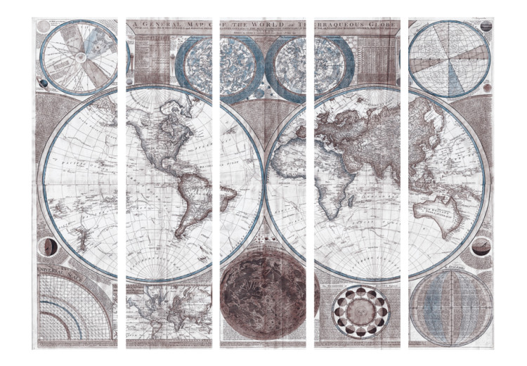 Il paravento separè Globo Terracqueo - tema retro della mappa del mondo ...